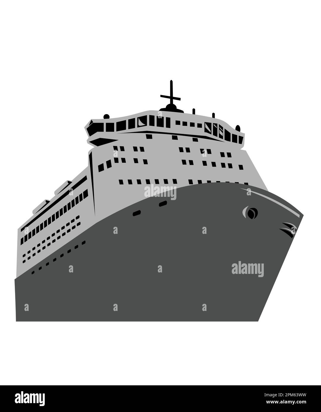 Illustration of a Roll on Roll off cargo ship or RoRo viewed from front ...