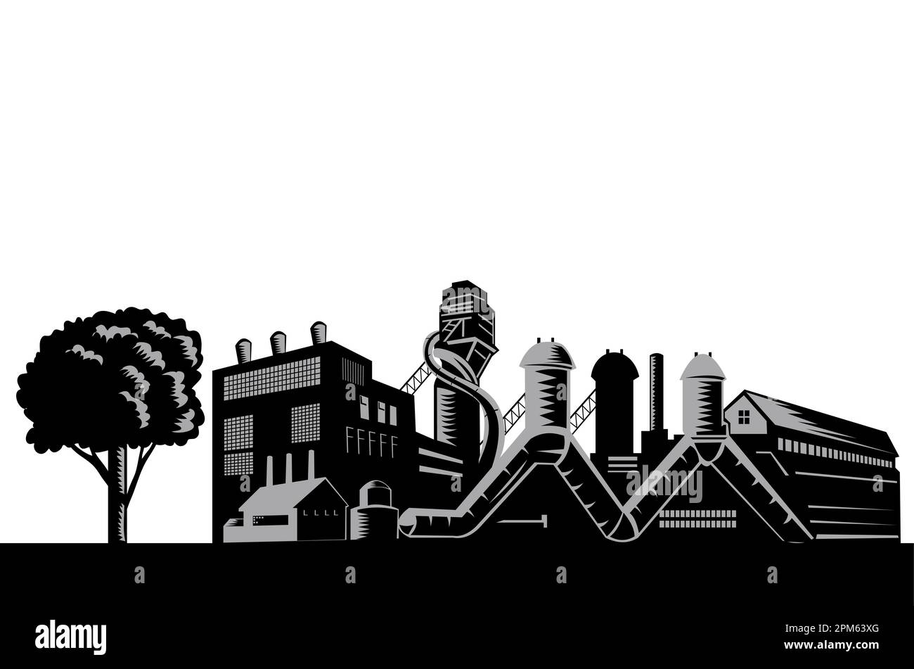 Illustration of an eco-friendly manufacturing plant or factory building ...