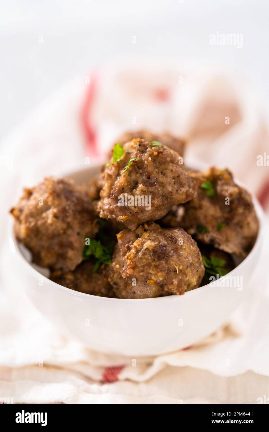 Oven Baked Meatballs Stock Photo - Alamy