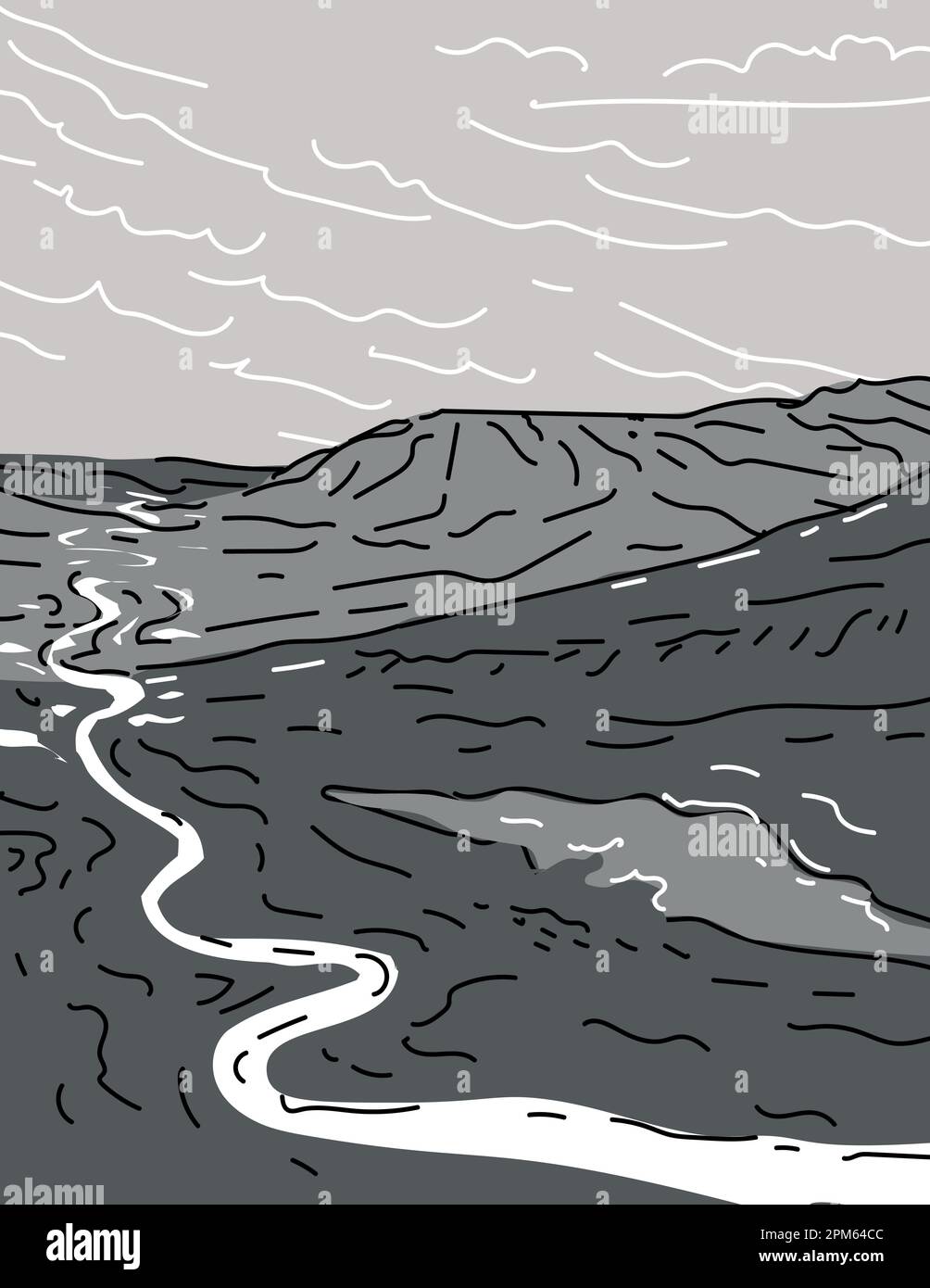 Mono line illustration of Gates of the Arctic National Park and ...