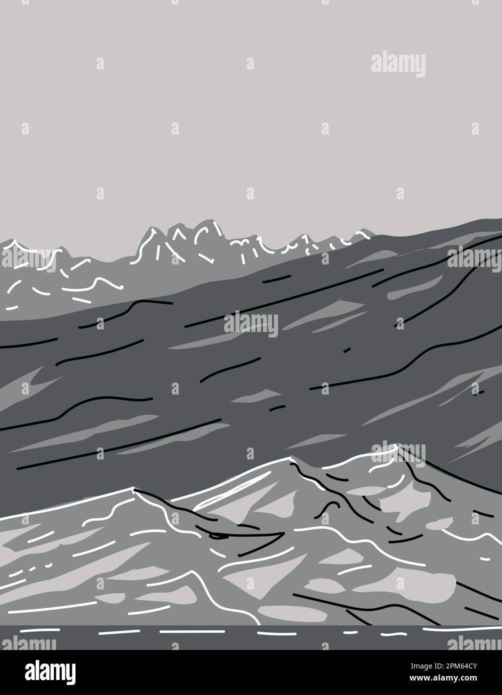 Mono line illustration of Star Dune in Great Sand Dunes National Park ...