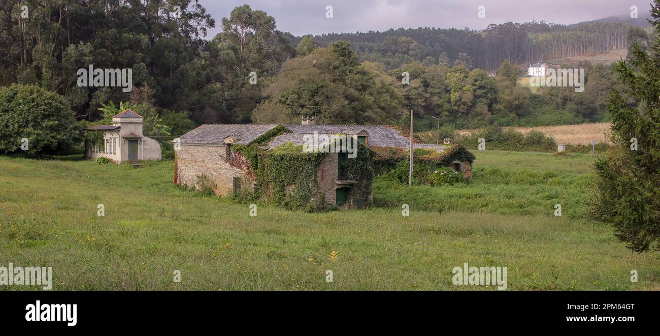 very old and abandoned house in the countryside near Foz in Galicia ...