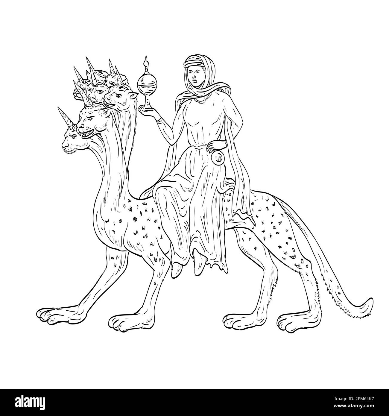 Line art drawing illustration of Babylon the Great, Mother of Harlots ...