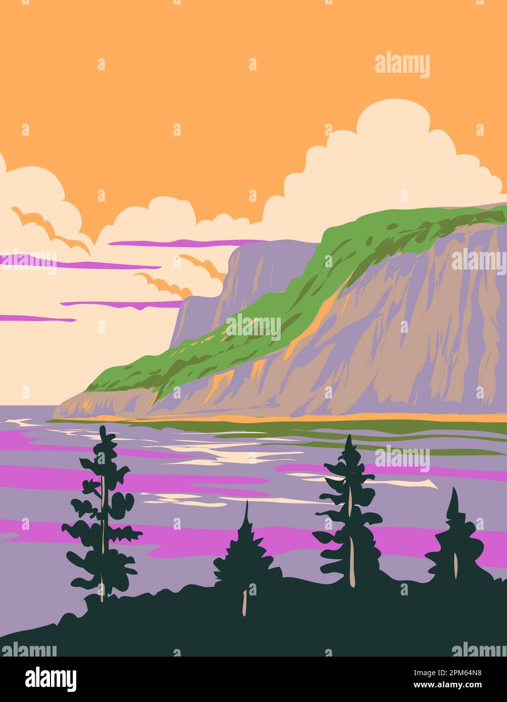 WPA poster art of Cap Bon-Ami in Forillon National Park at the outer ...