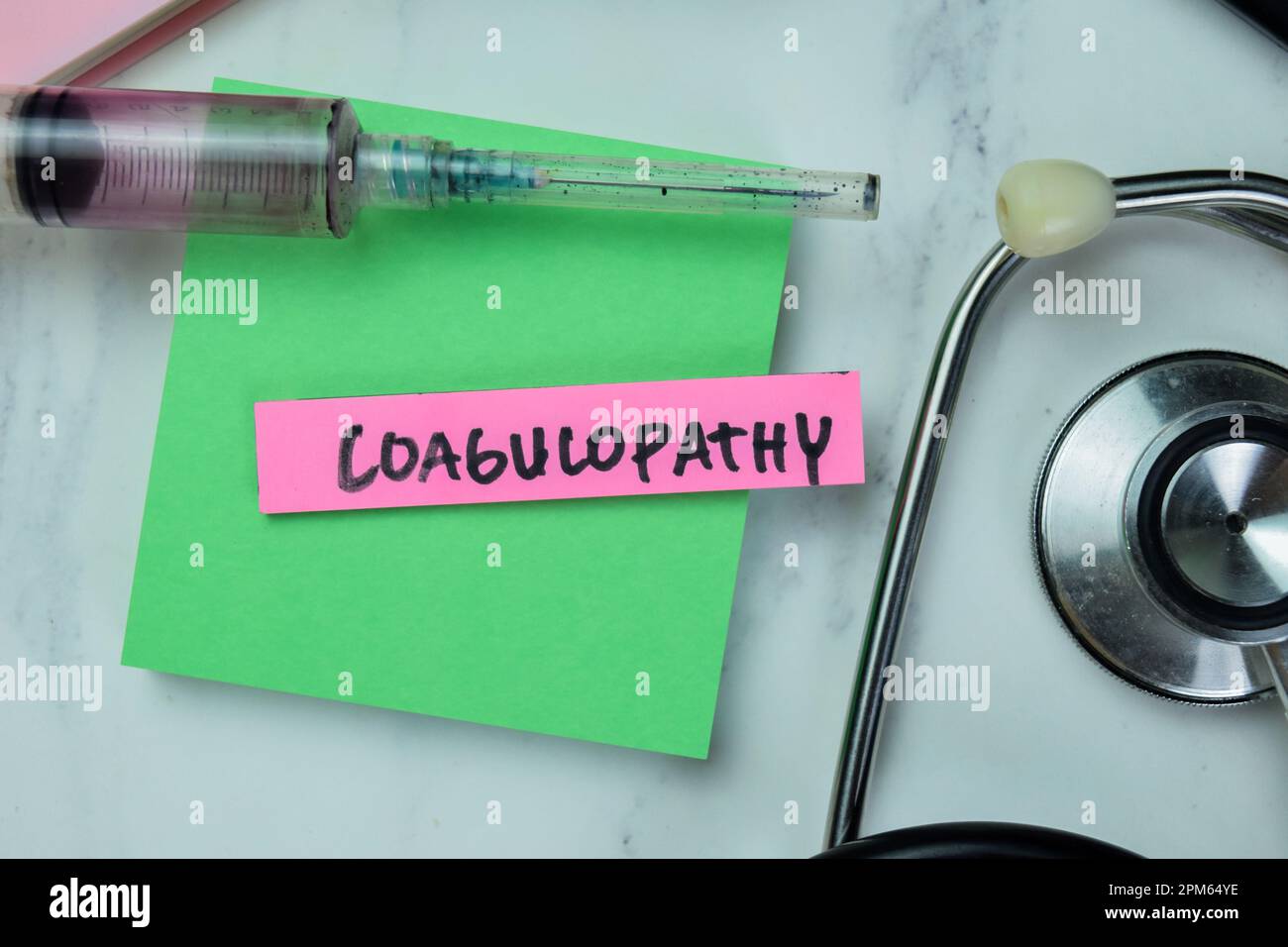 Concept Of Coagulopathy Write On Sticky Notes With Stethoscope Isolated