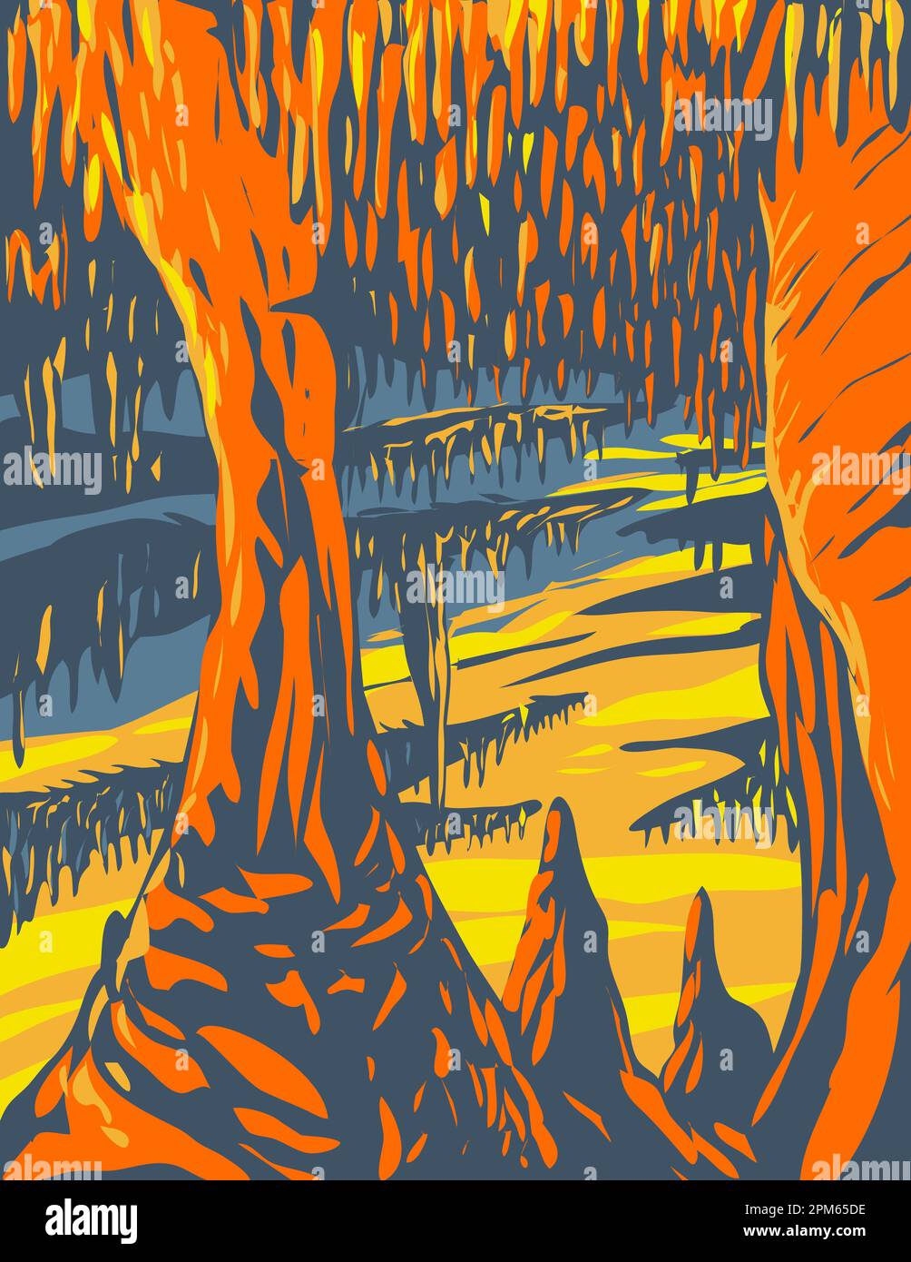 WPA poster art of Mammoth Cave National Park encompassing portions of ...