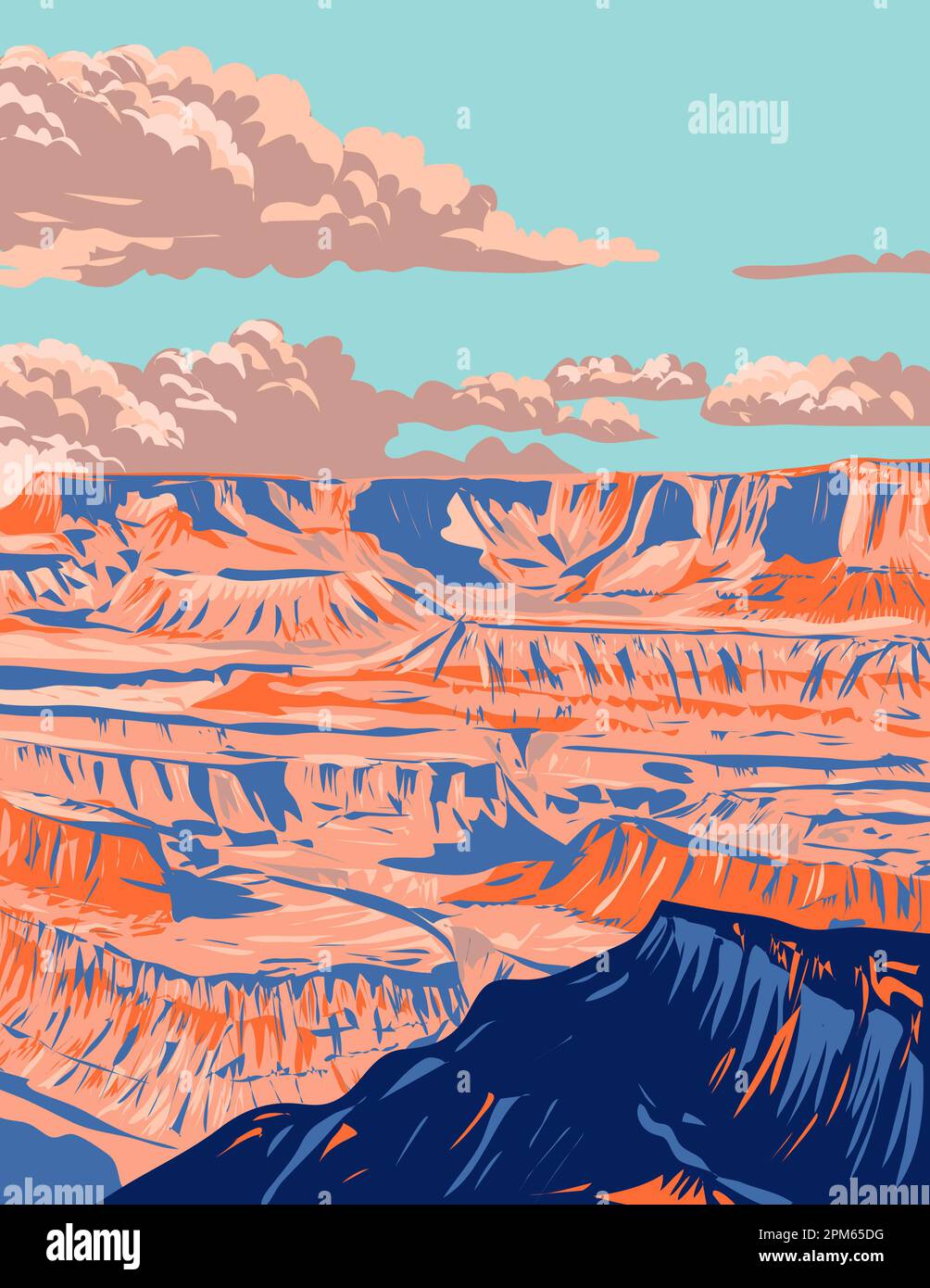 WPA poster art of the Grand Canyon National Park carved by the Colorado ...