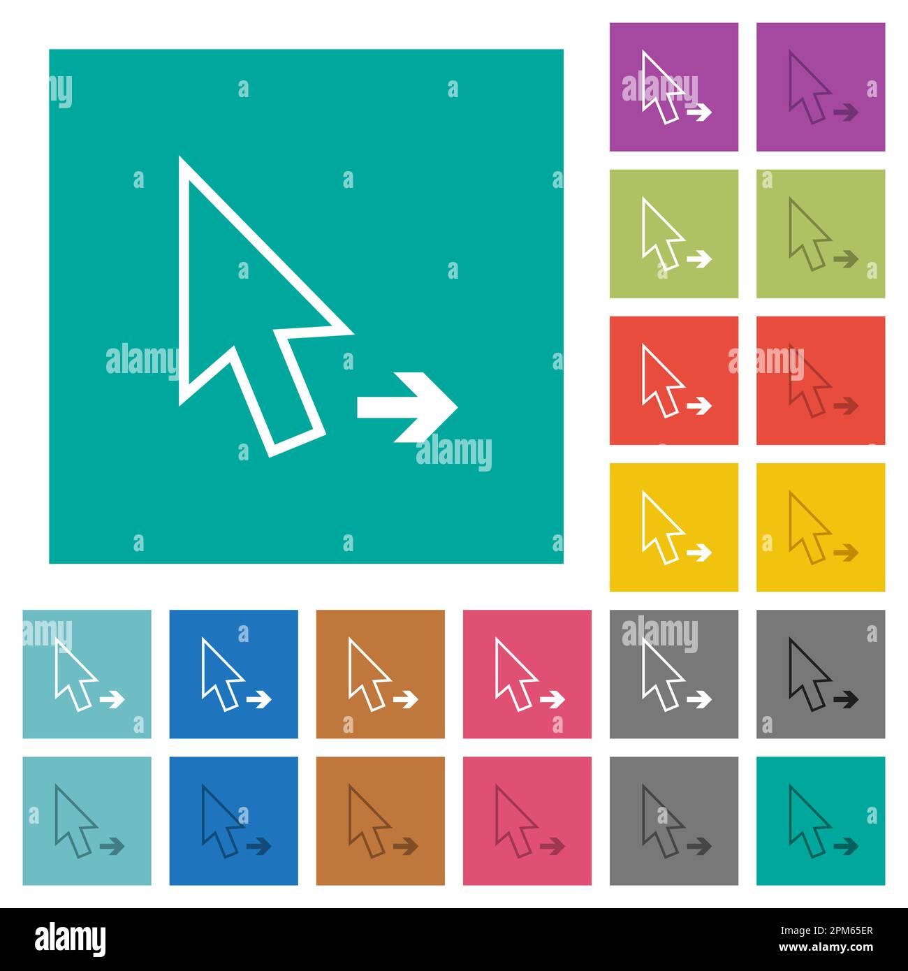 Arrow cursor right outline multi colored flat icons on plain square ...