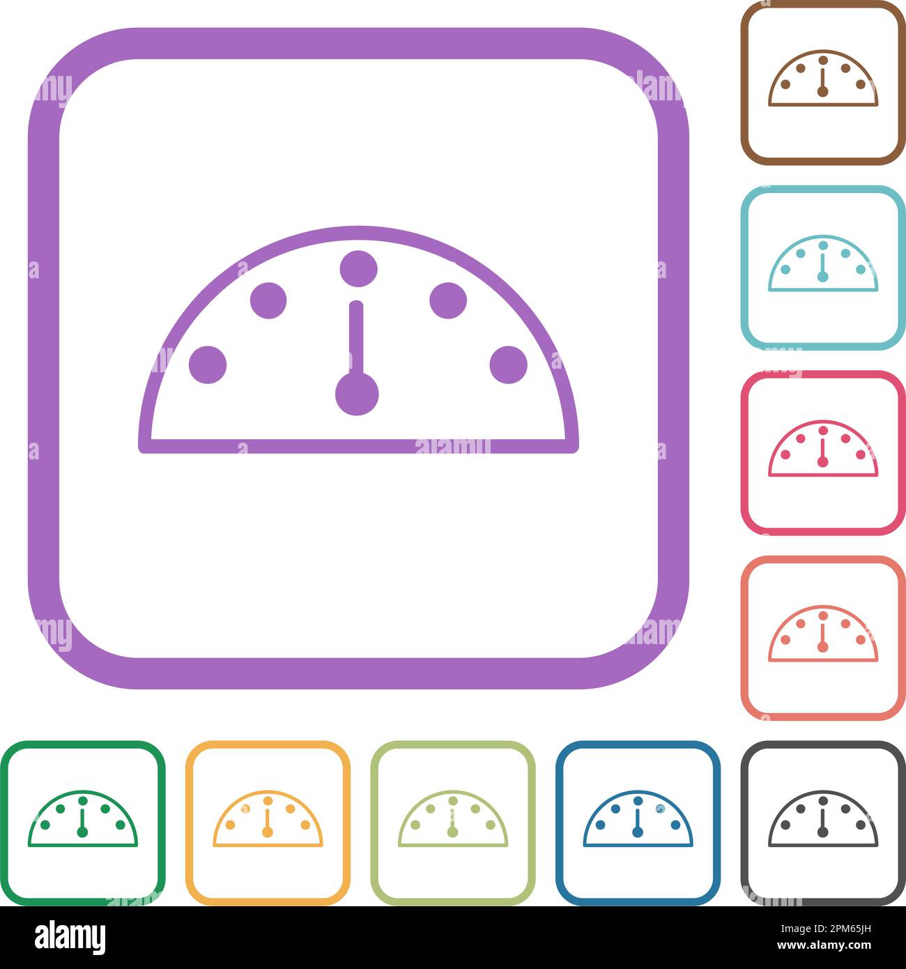 Speedometer outline simple icons in color rounded square frames on white background Stock Vector ...