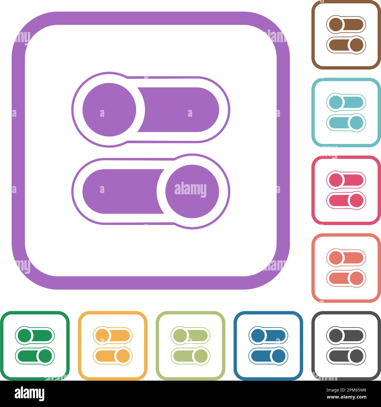 Horizontal Toggle Switches Alternate Simple Icons In Color Rounded