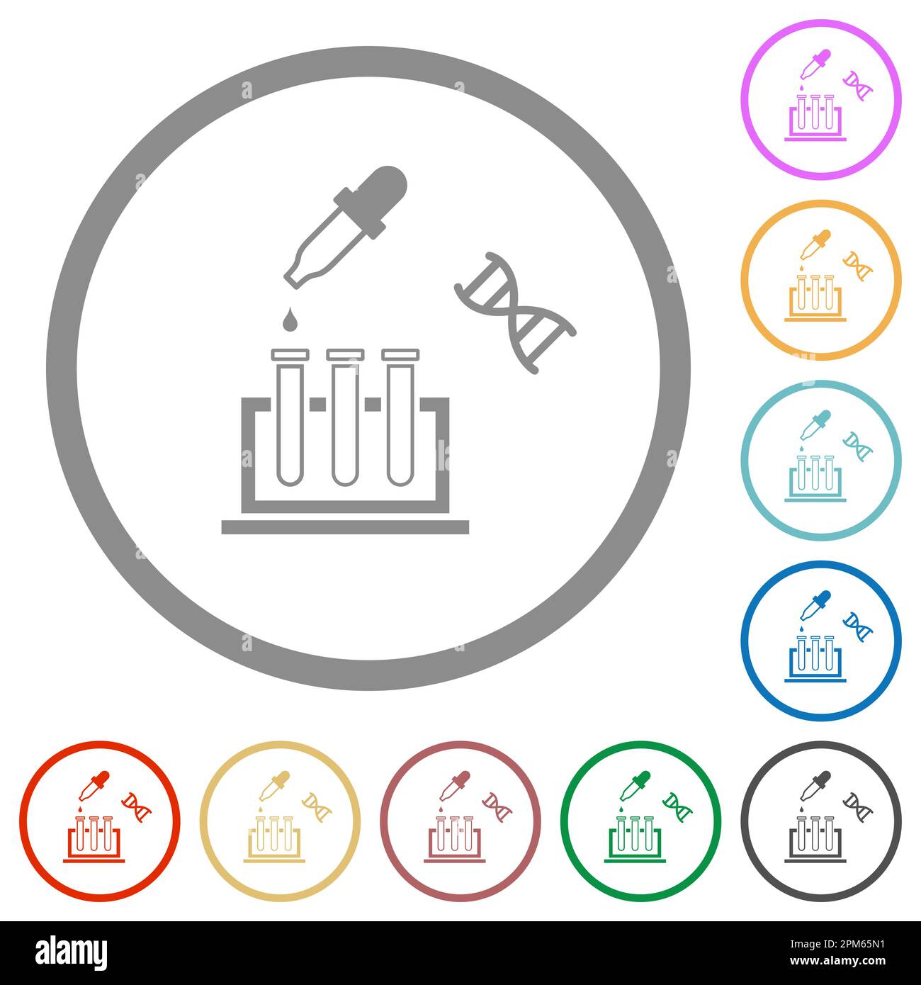 DNA experiment flat color icons in round outlines on white background ... DNA experiment flat color icons in round outlines on white background ...