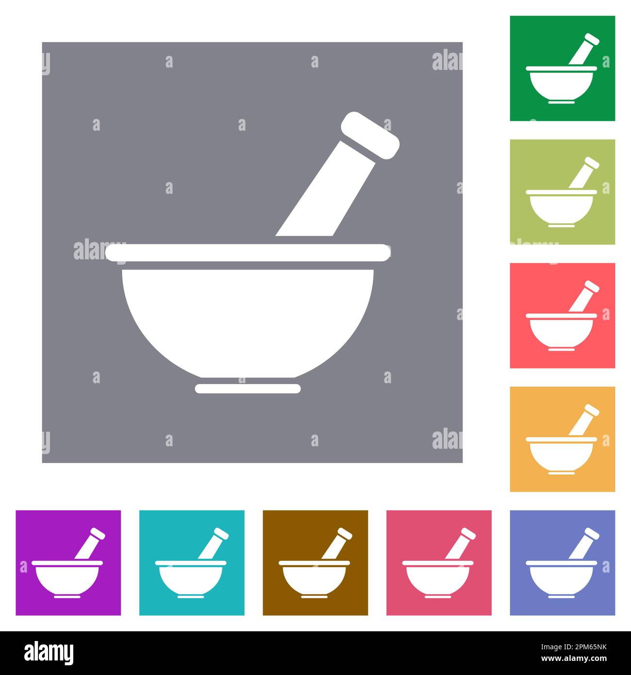 Mortar and pestle solid flat icons on simple color square backgrounds Stock Vector Image & Art ...