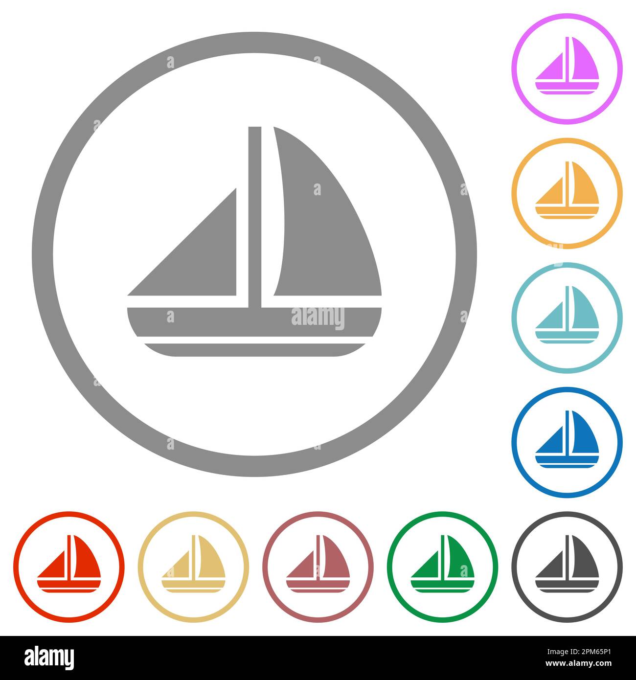 Sailing boat solid flat color icons in round outlines on white background Stock Vector Image ...
