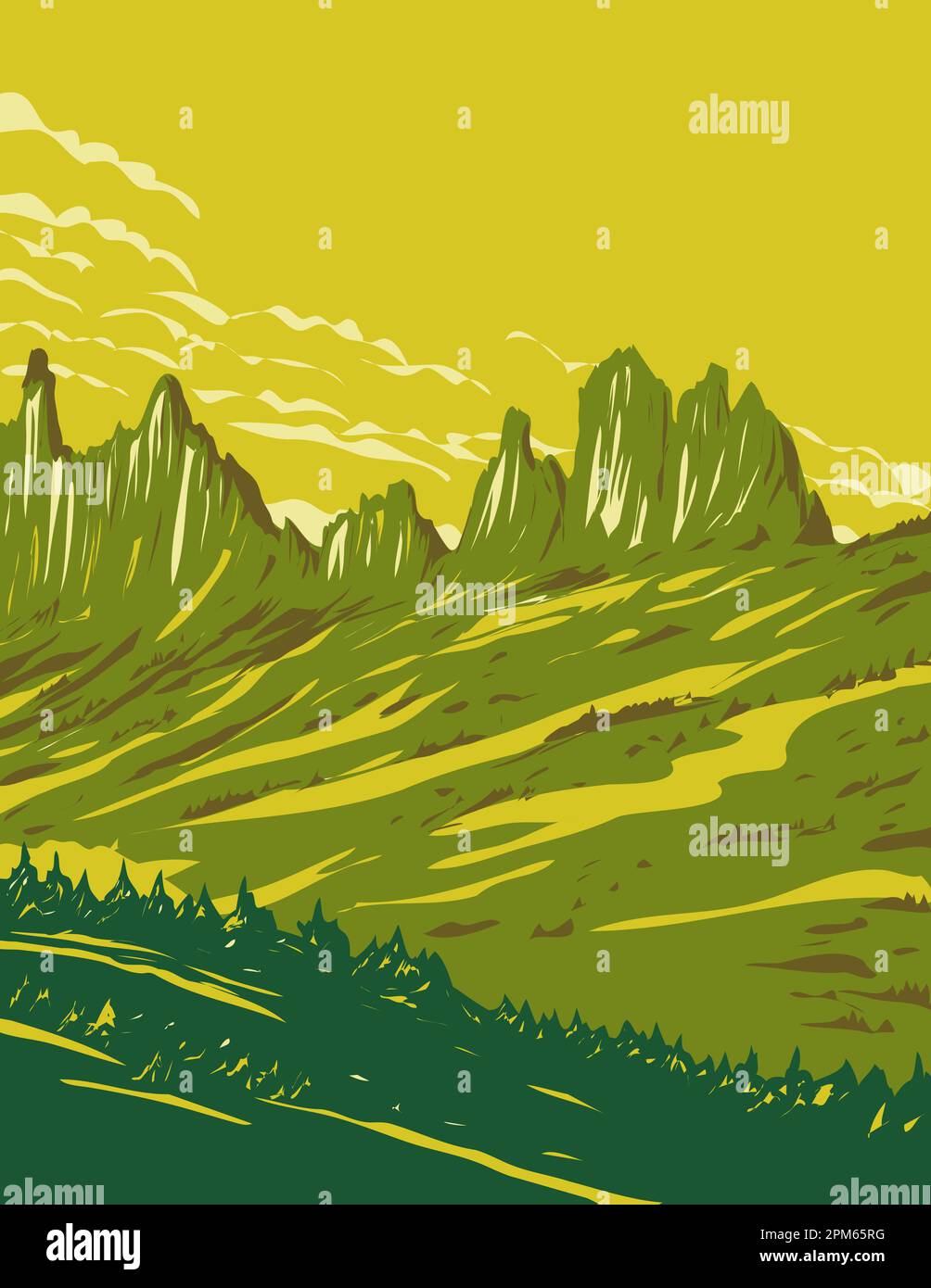 WPA poster art of Buffalo Bill State Park with Shoshone Canyon located ...