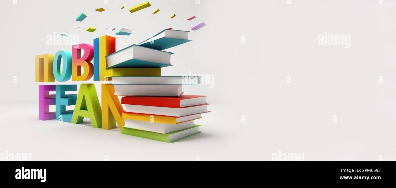 Books in bright covers scatter in different directions, on a light ...