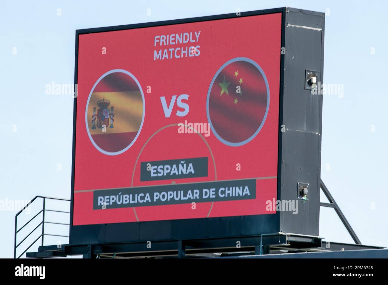 Stadium screen shows information of the International Women's Friendly ...