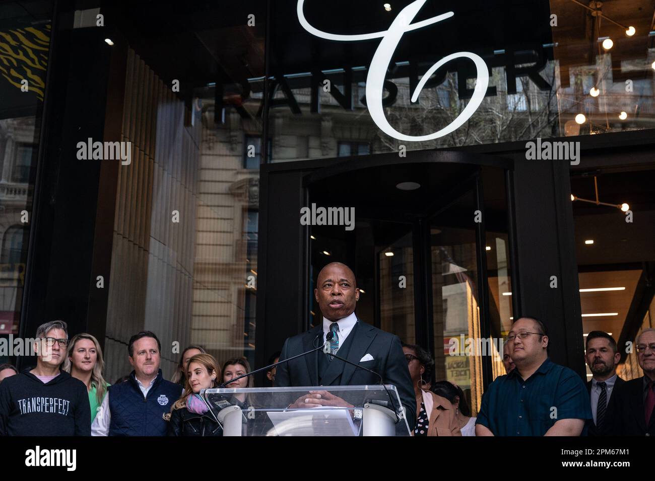 New York, United States. 11th Apr, 2023. Mayor Eric Adams speaks during ...