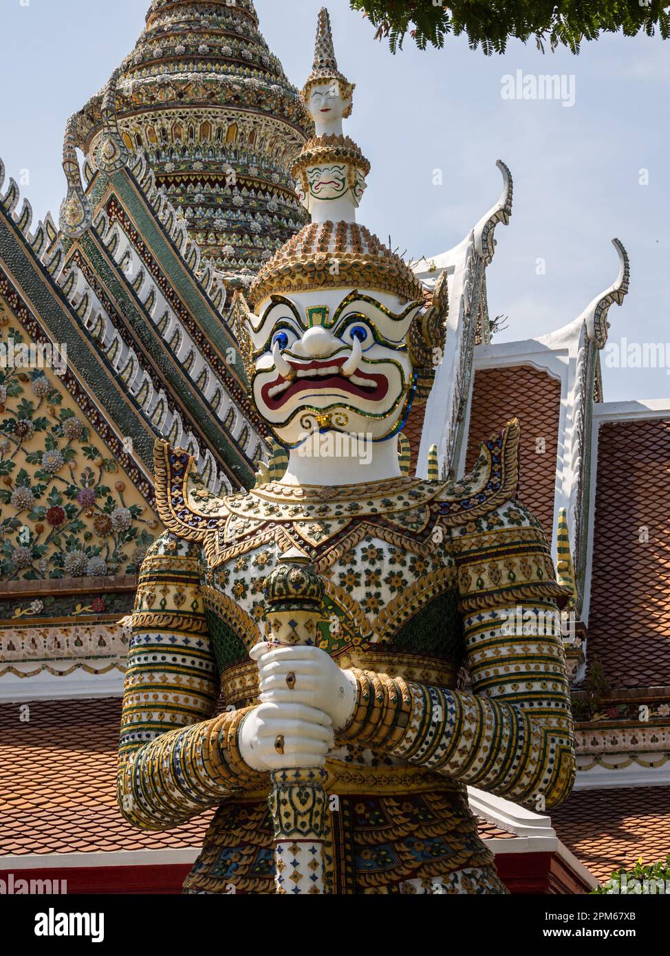 Colorful giant daemon guardian statue at Wat Arun Temple in Bangkok ...