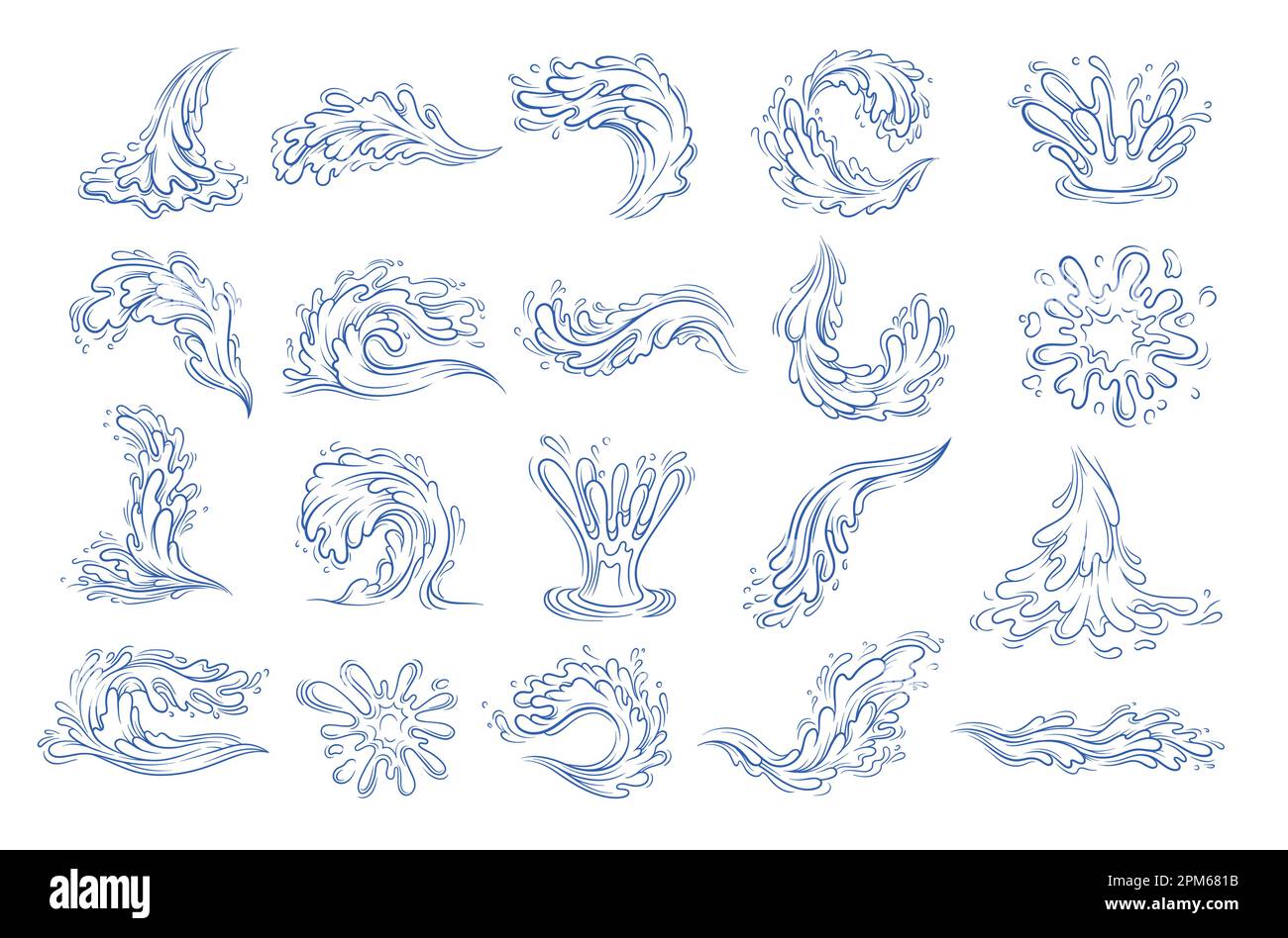 Water splashes linear icons set Stock Vector Image & Art - Alamy