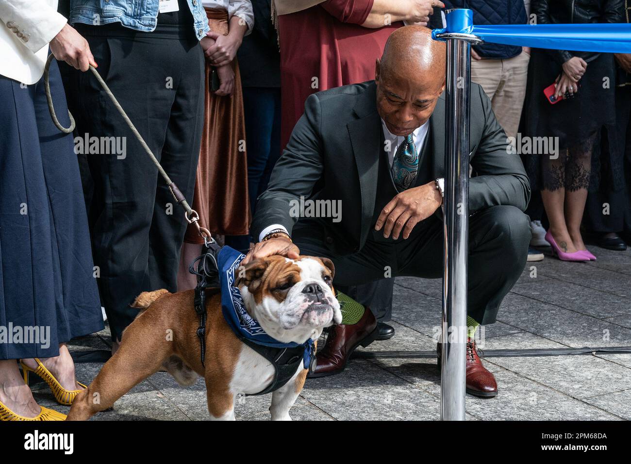 New York, New York, USA. 11th Apr, 2023. Mayor Eric Adams showing his ...