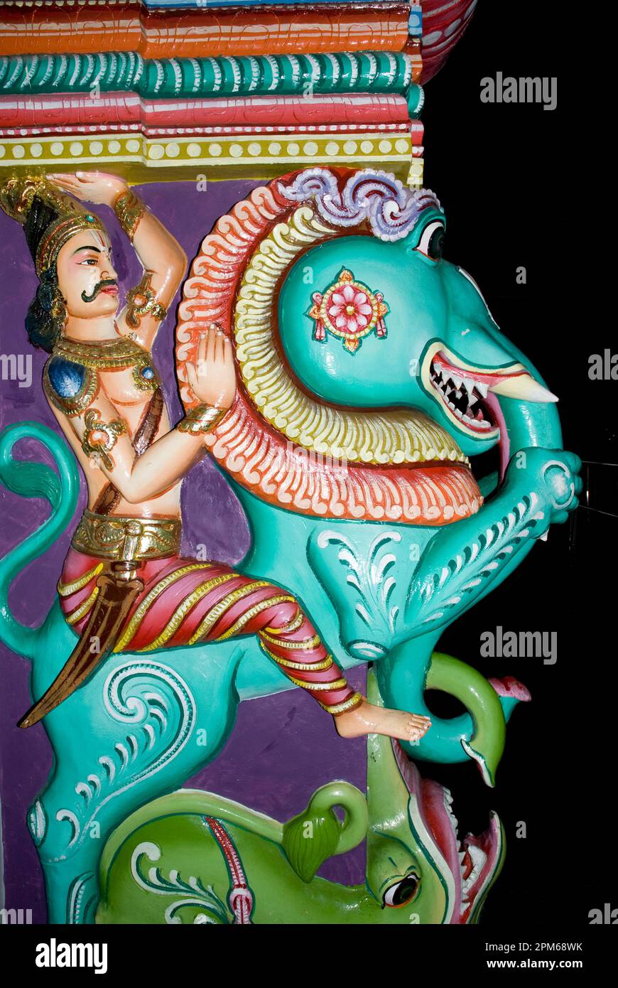 Column with gaudy elephant decoration, Sri Srinivasa Perumal Temple ...