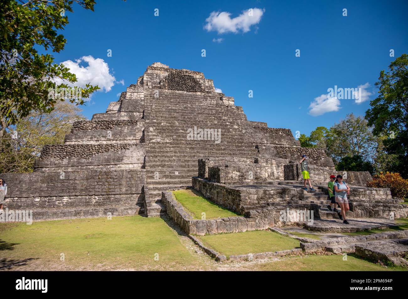 Costa Maya, Mexico - March 29, 2023: Tourists at the ancient mayan ...
