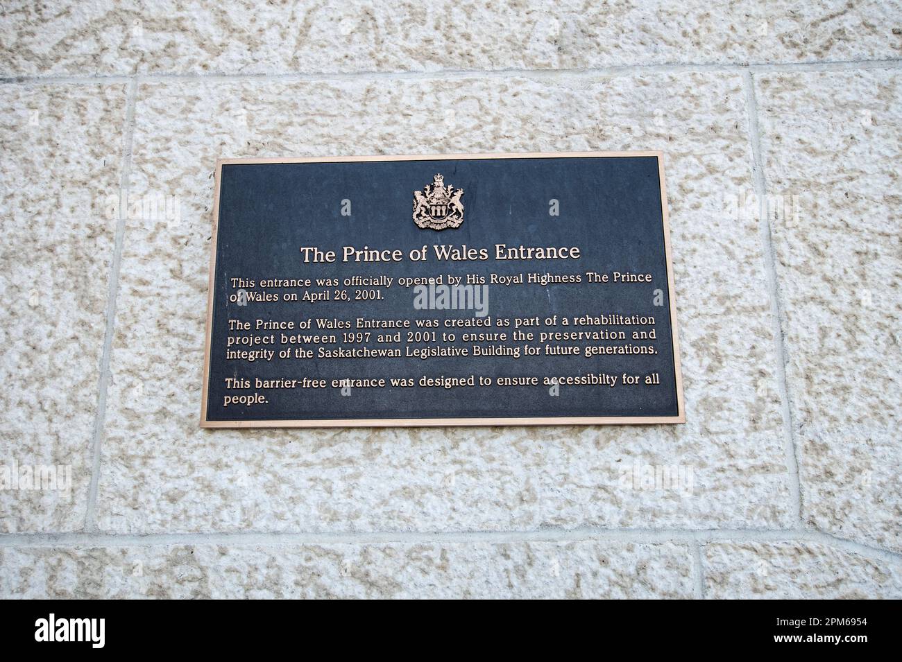 Prince of Wales entrance plaque at the Saskatchewan Legislative ...