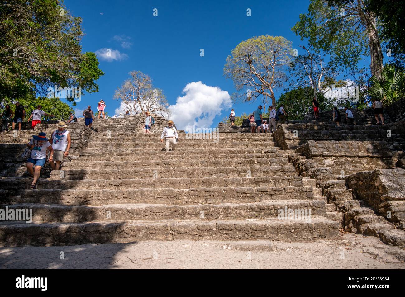Costa Maya, Mexico - March 29, 2023: Tourists at the ancient mayan ...