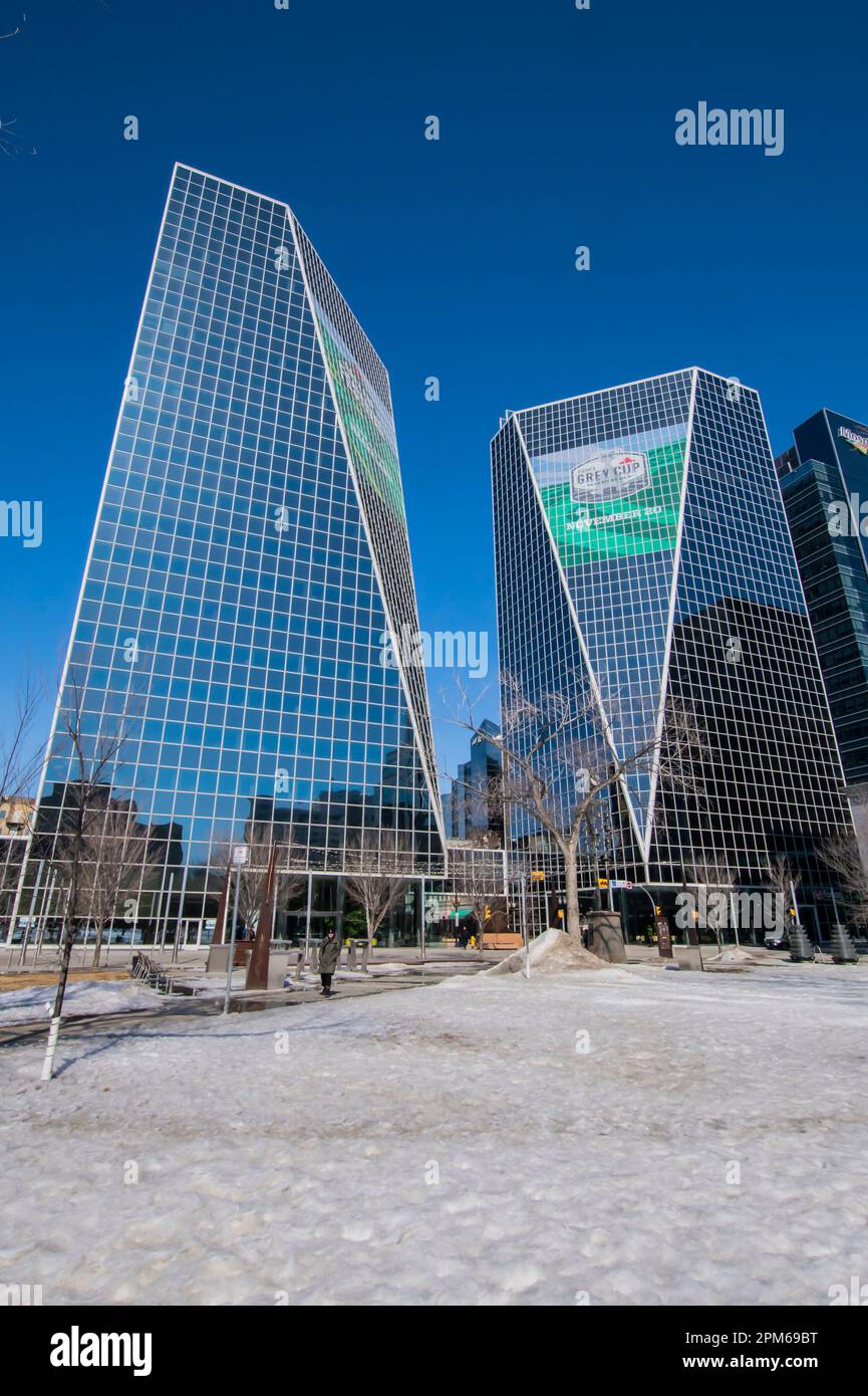 Twin glass skyscrapers in downtown Regina, Saskatchewan, Canada Stock ...