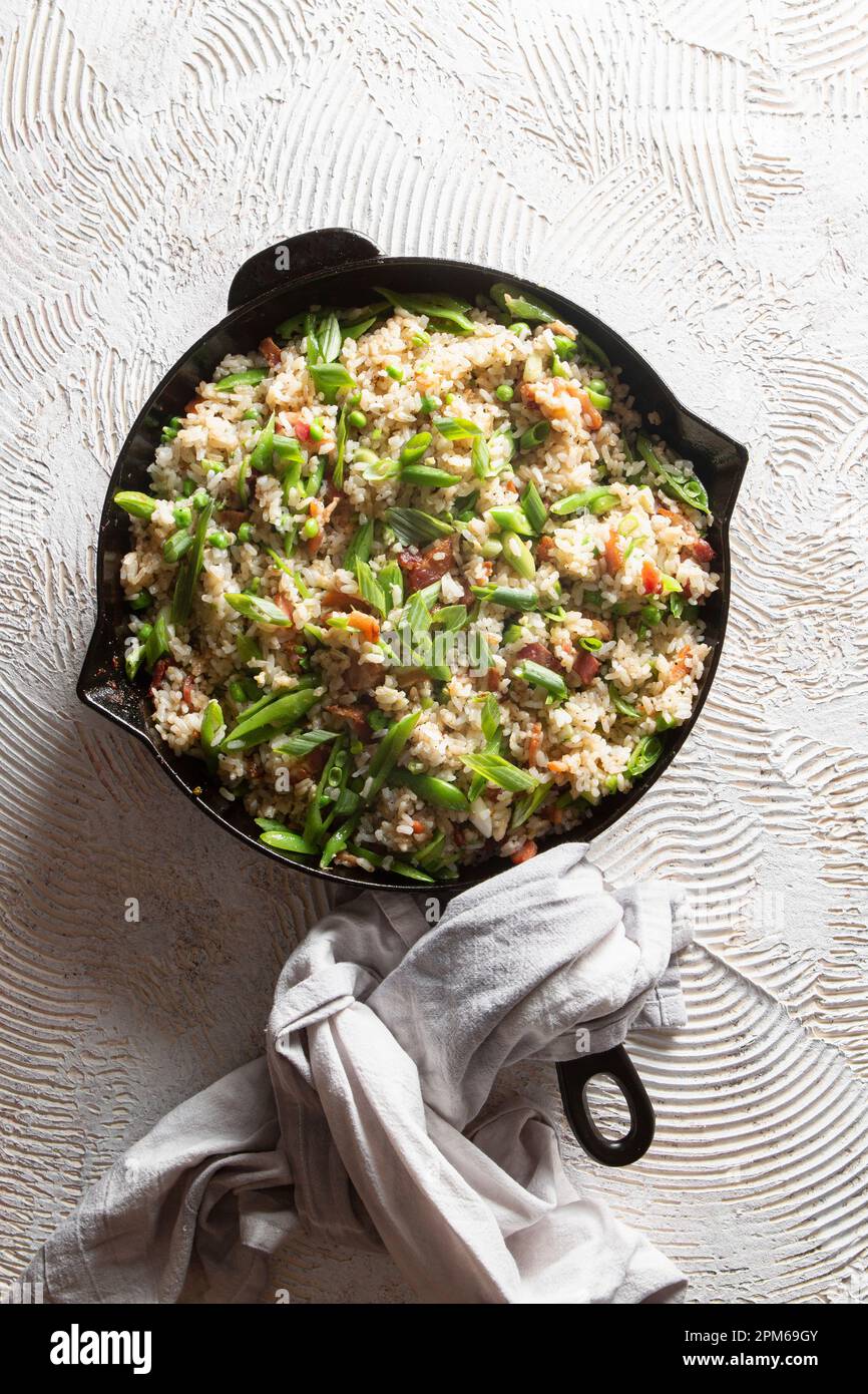Bacon Snap Pea Fried Rice Stock Photo - Alamy