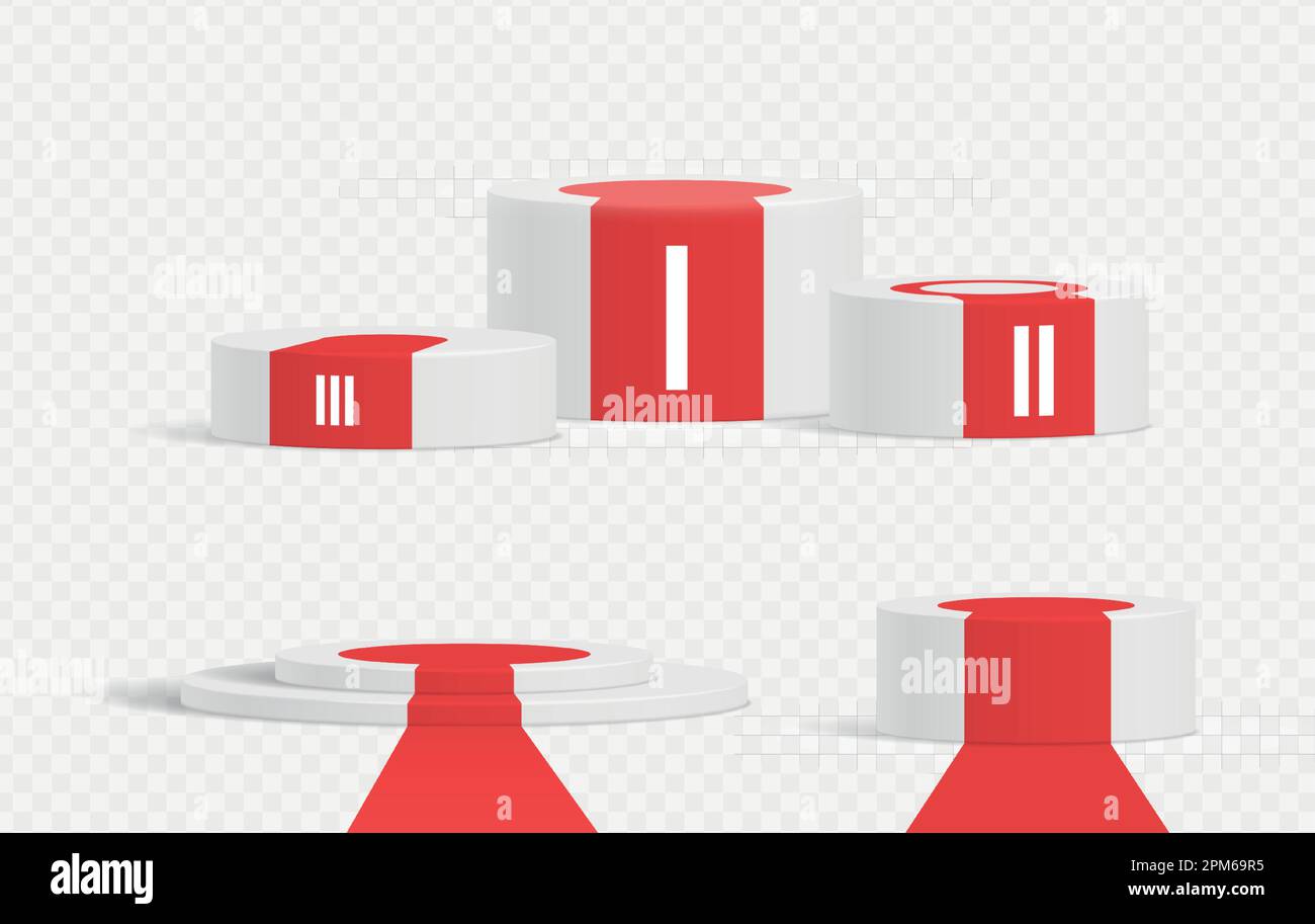 White winners podium with red carpet set realistic vector 3D ...