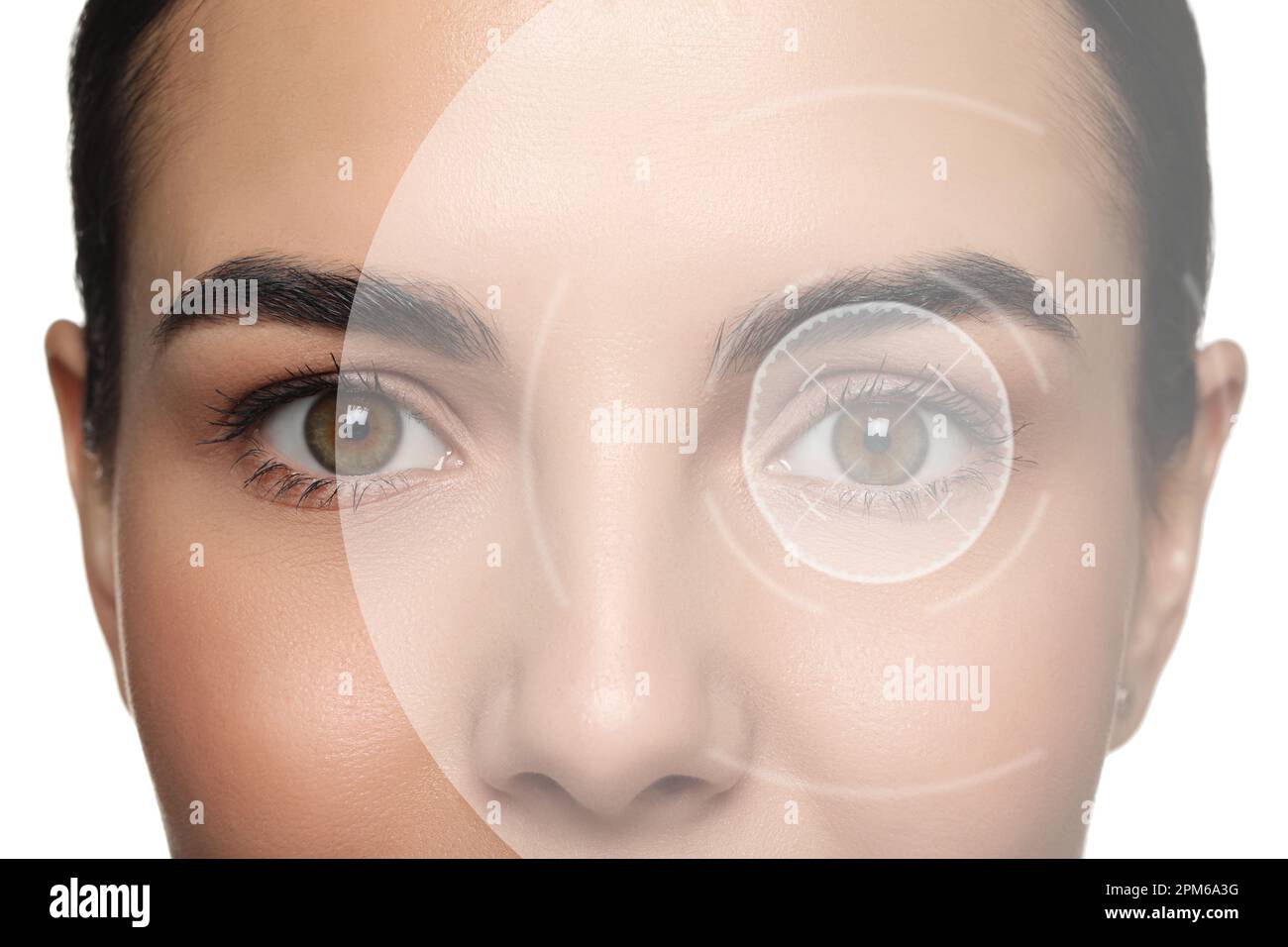 Closeup View Of Woman And Mark Illustration On Her Eye Vision