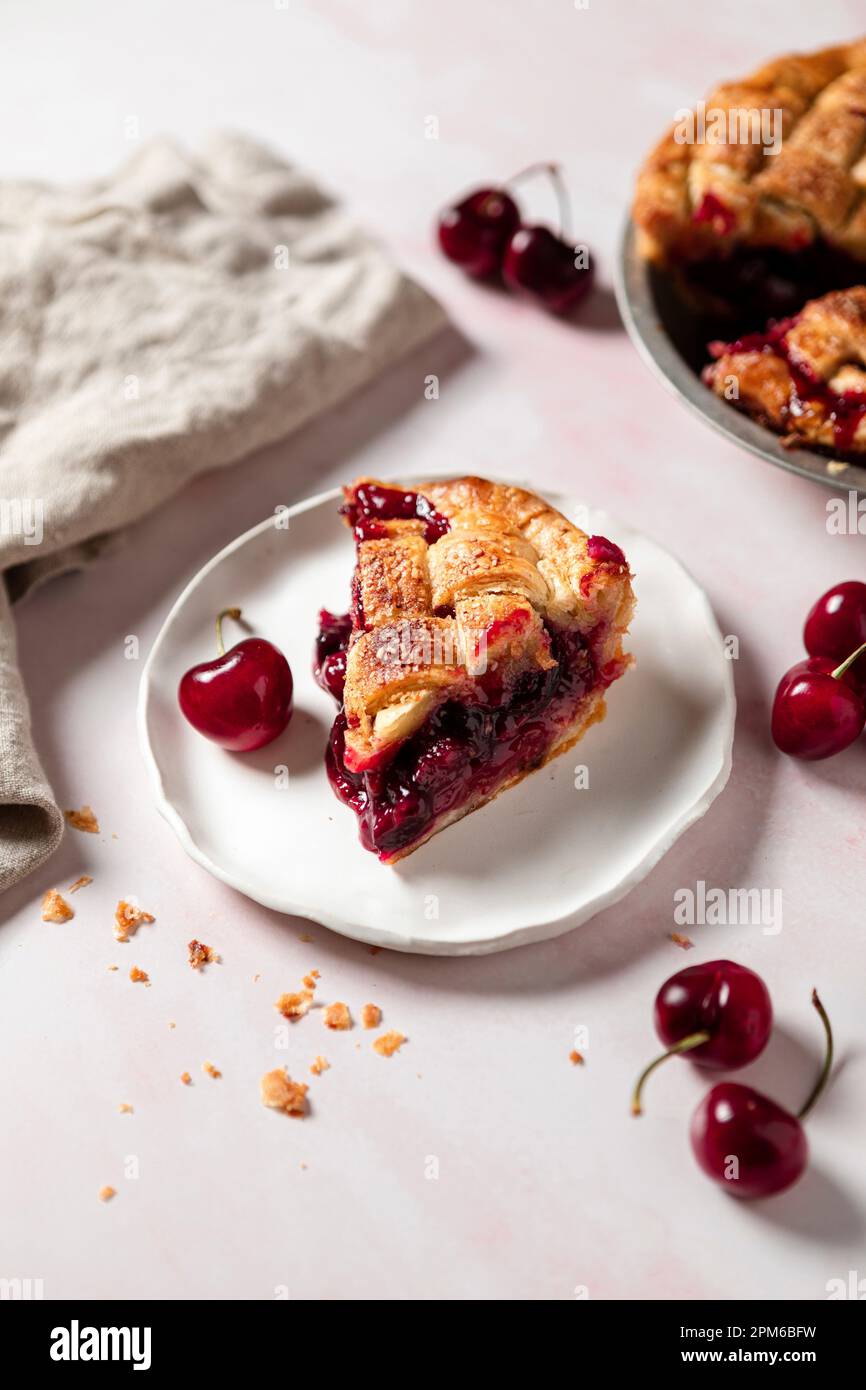 Cherry Pie with Lattice Crust Stock Photo - Alamy