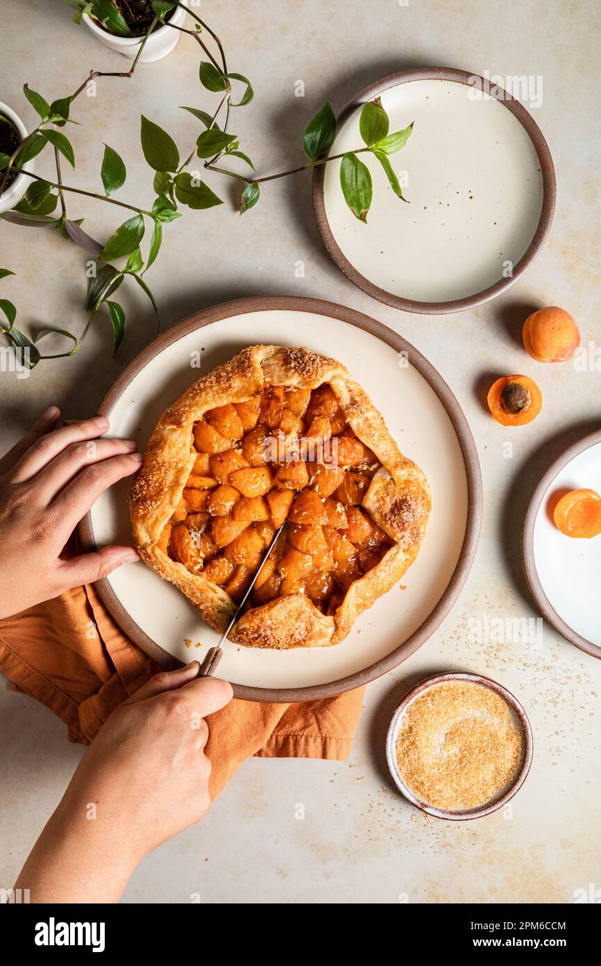A French Apricot Galette dessert Stock Photo - Alamy