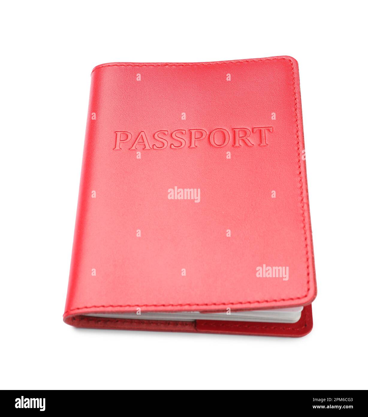 Passport in red leather case isolated on white Stock Photo - Alamy