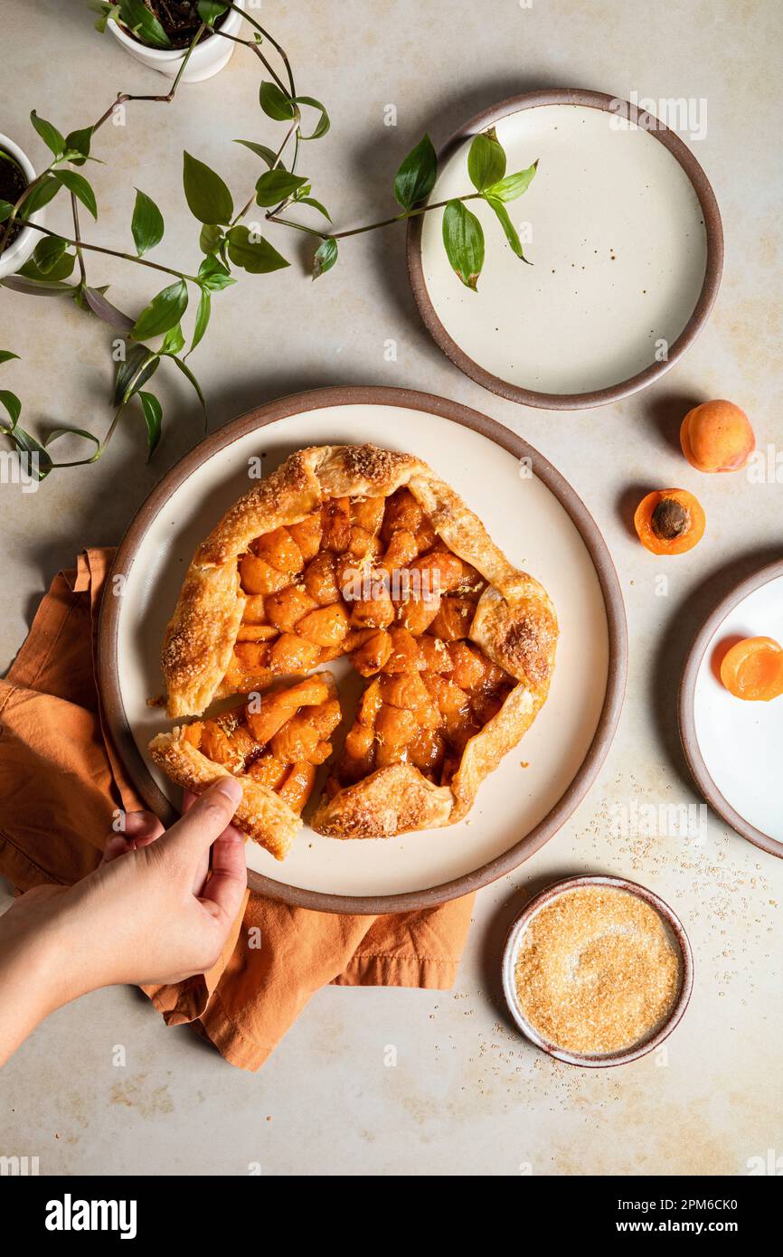A French Apricot Galette dessert Stock Photo - Alamy