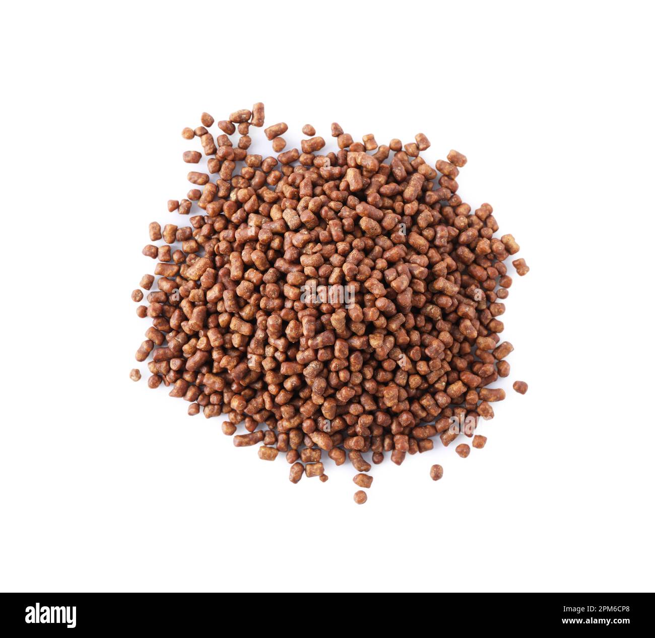 Pile of buckwheat tea granules on white background, top view Stock ...