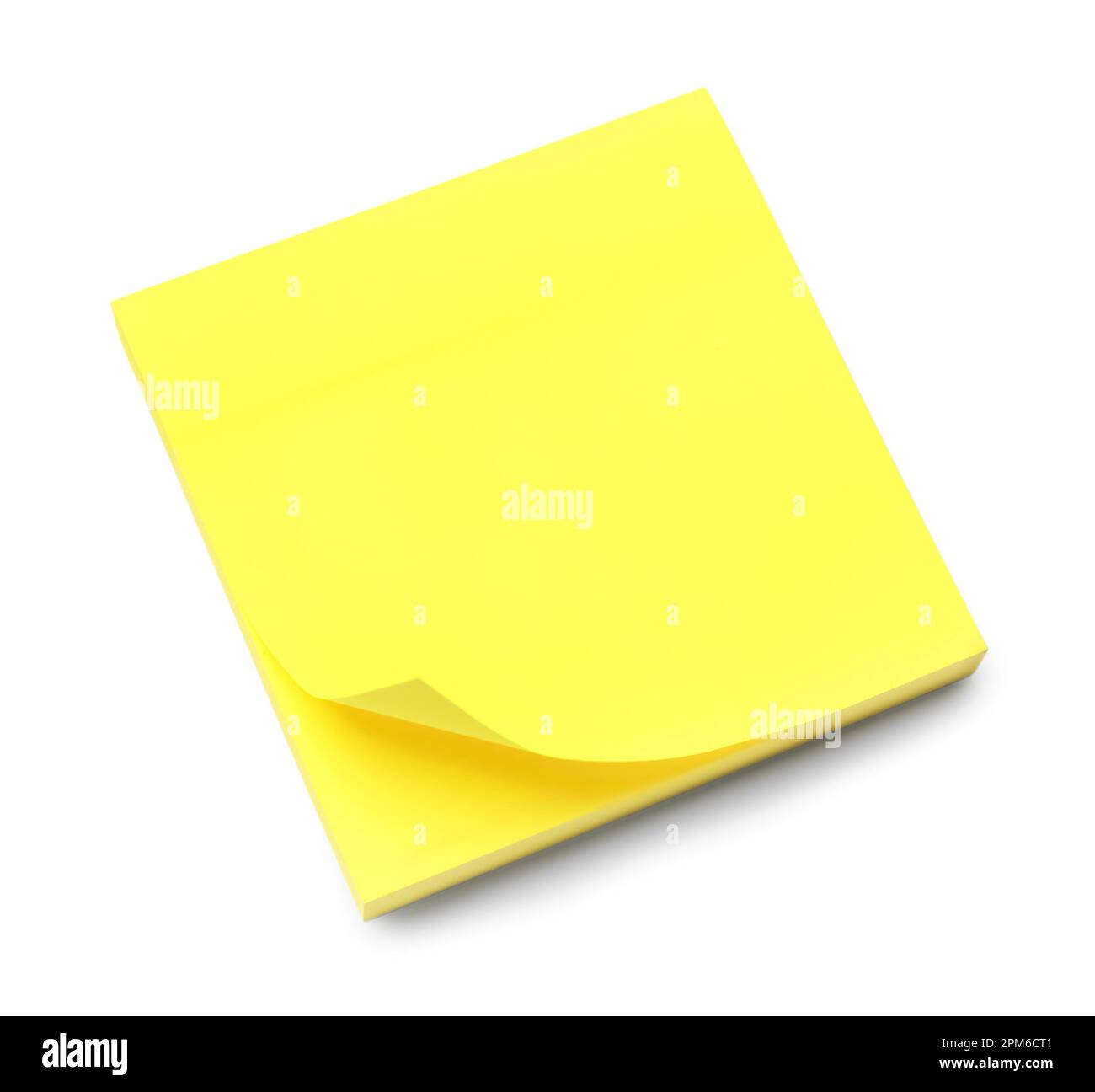 Blank yellow sticky notes on white background Stock Photo - Alamy
