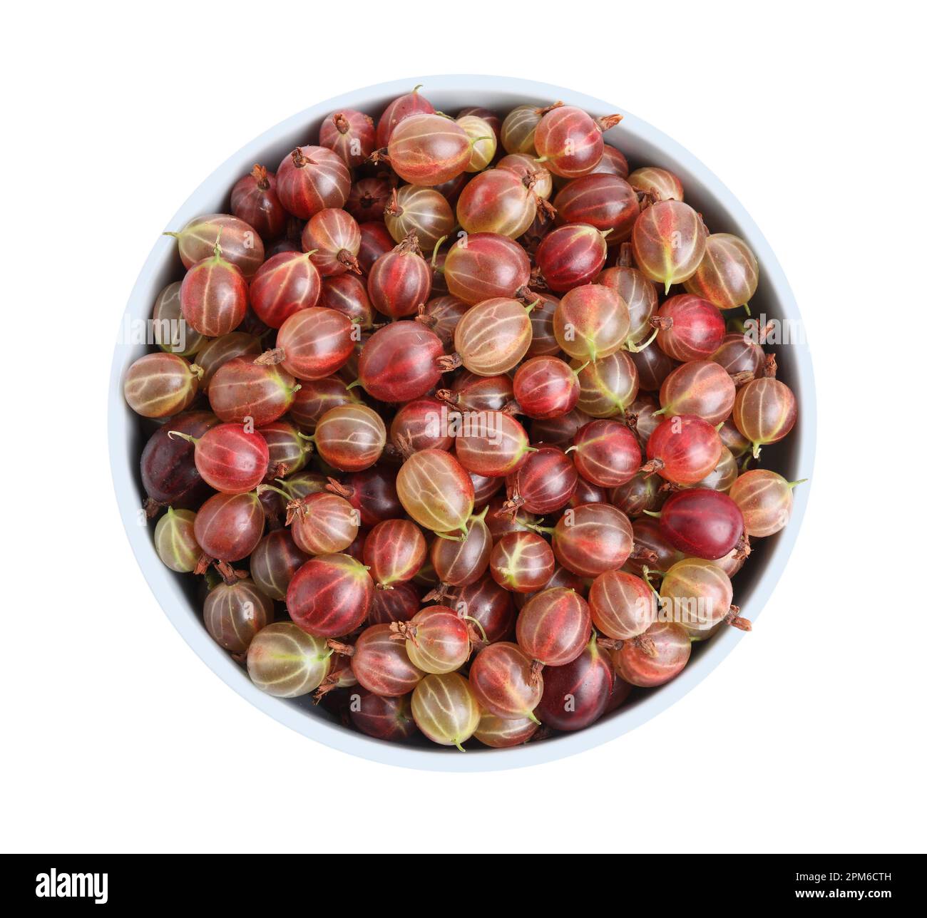 Bowl full of ripe gooseberries isolated on white, top view Stock Photo ...