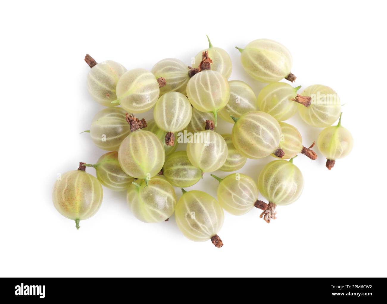 Pile of fresh ripe gooseberries on white background, top view Stock ...