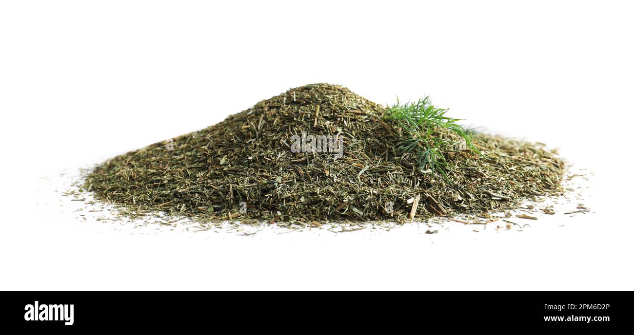 Pile of aromatic dry and fresh dill on white background Stock Photo - Alamy