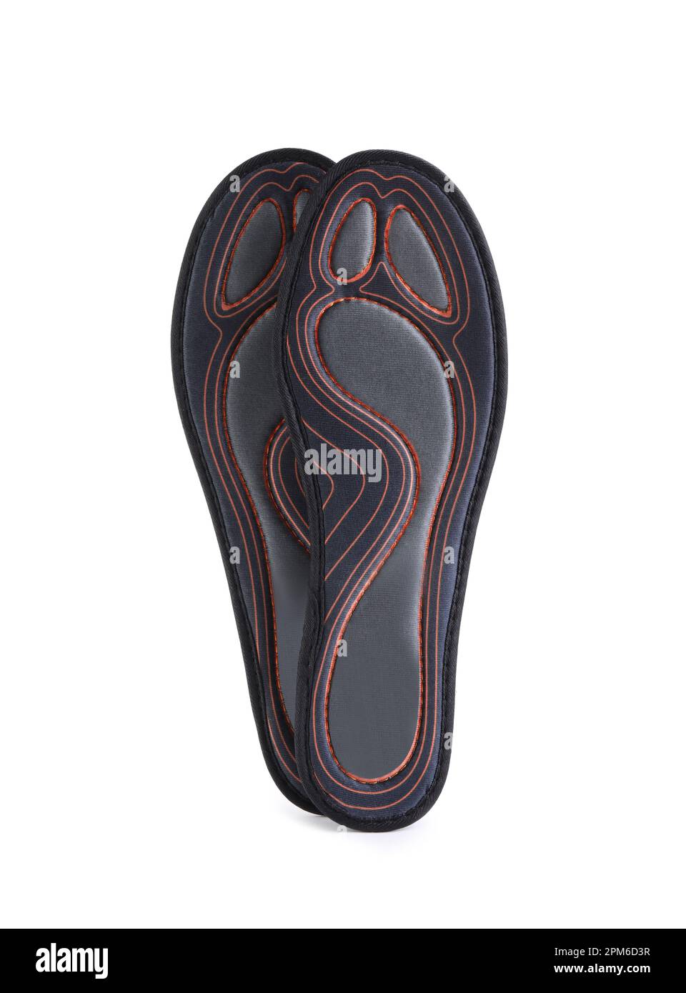 Pair of orthopedic shoe insoles isolated on white, top view Stock Photo ...