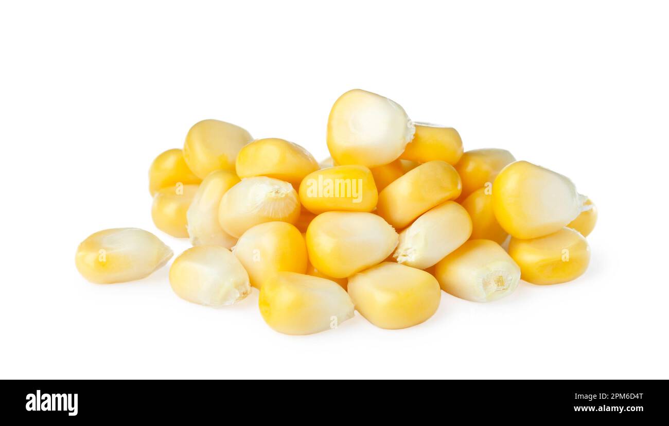Pile of tasty fresh corn kernels on white background Stock Photo - Alamy