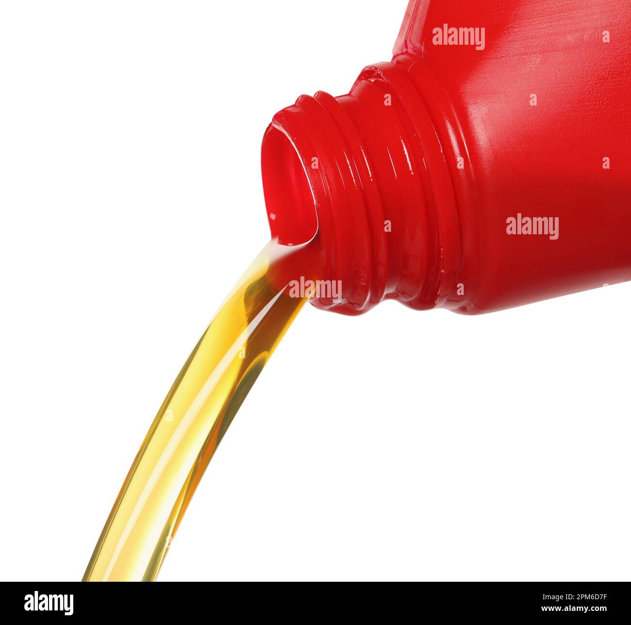 Pouring motor oil from red container isolated on white Stock Photo - Alamy