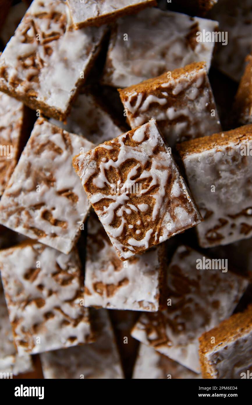 Stamped Gingerbread iced spicy Cookies Stock Photo - Alamy