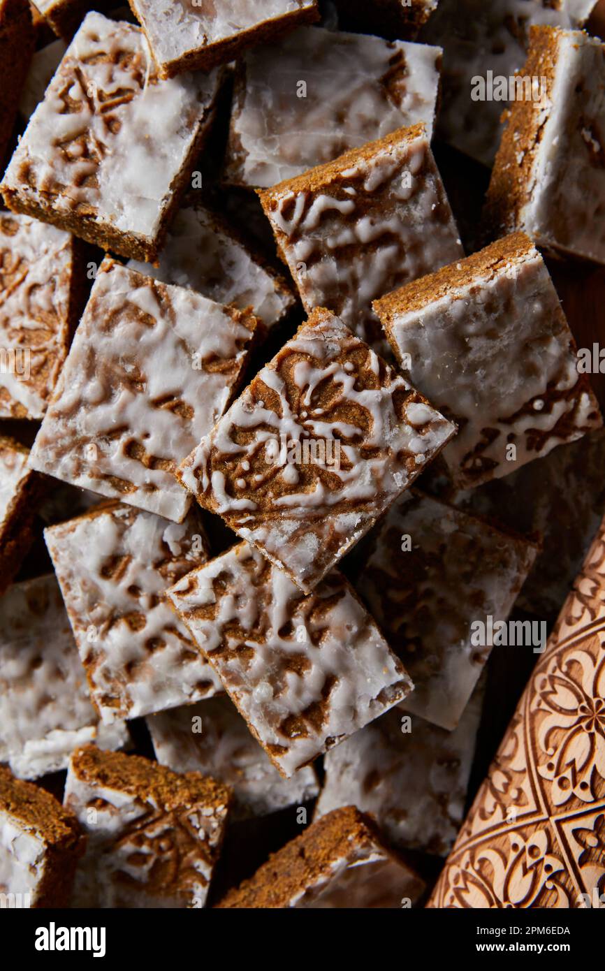 Stamped Gingerbread iced spicy Cookies Stock Photo - Alamy