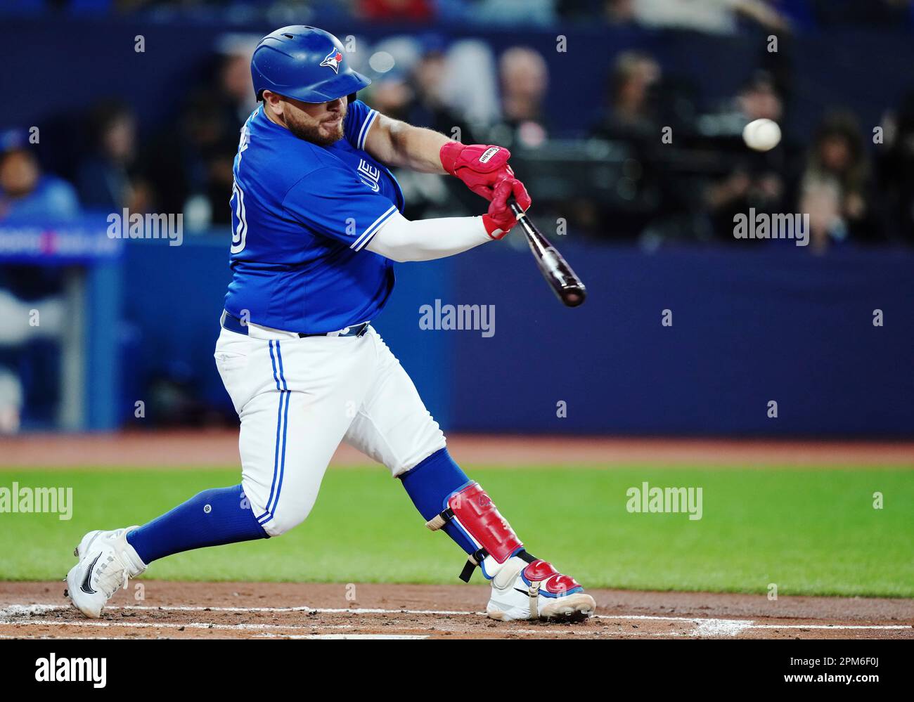 Toronto Blue Jays' Alejandro Kirk hits an RBI single against the ...