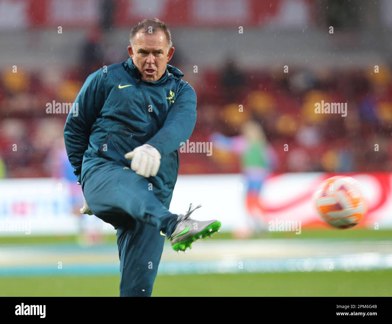 Goalkeeping coach Australia John Gorza during the pre-match warm-up ...