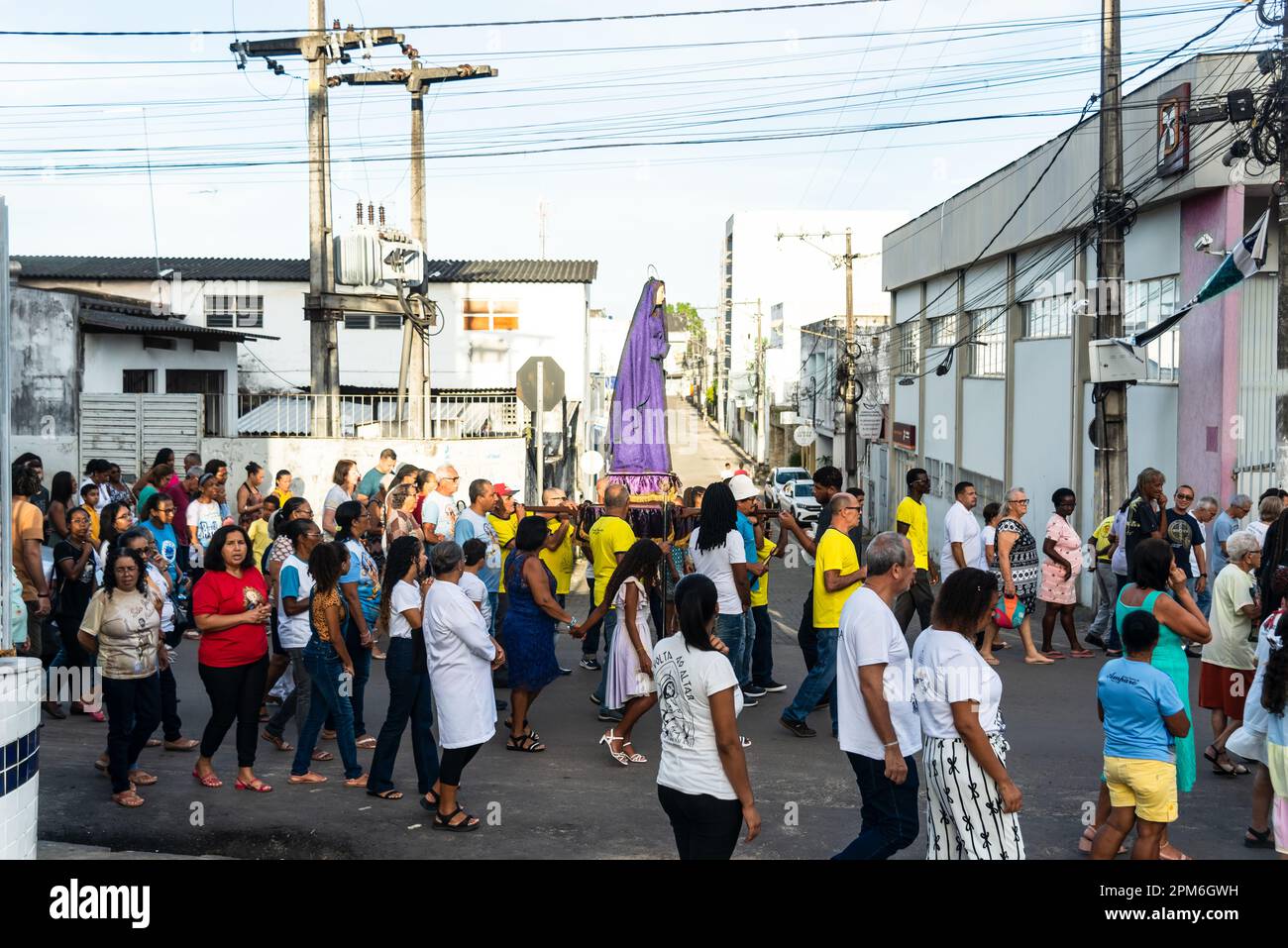 Salvador, Bahia, Brazil - April 07, 2023: Hundreds of Catholic faithful ...