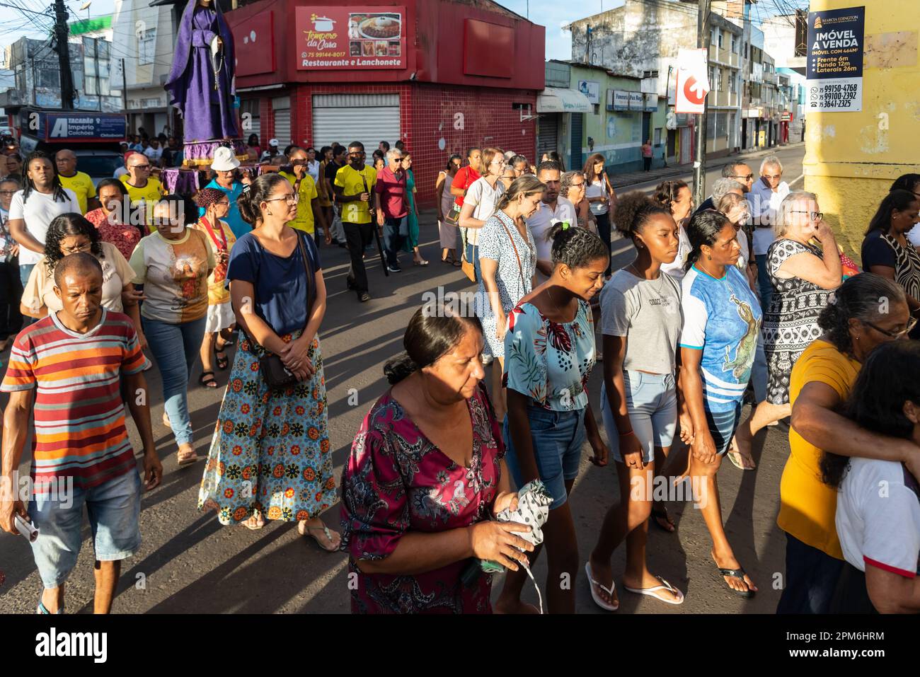 Salvador, Bahia, Brazil - April 07, 2023: Hundreds of Catholic faithful ...